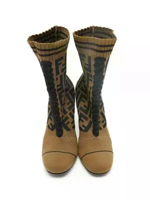 Fendi Rockoko Ff Monogram Ankle Boots