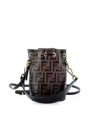 Fendi Mon Tresor Zucca Embossed Leather Mini Bucket Bag - Brown