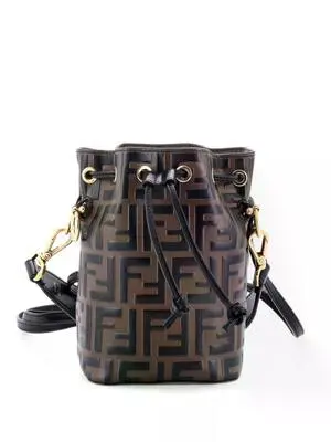 Fendi Mon Tresor Zucca Embossed Leather Mini Bucket Bag - Brown