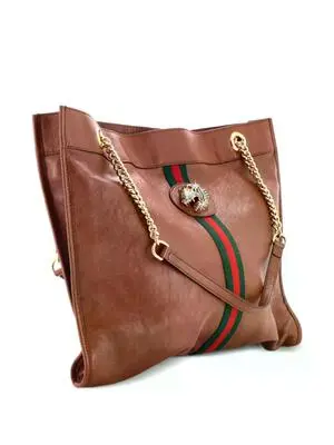 Gucci Rajah Chain Large Leather Tote Bag - Brown