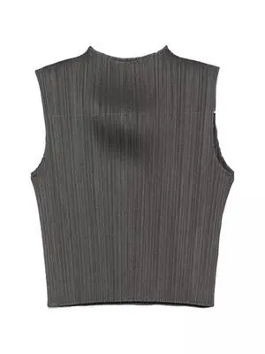 Issey Miyake Pleated Sleeveless Top - Grey