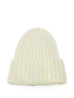 Moncler Logo Patch Beanie Hat - Neutrals