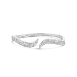 SHYMI Pave Curl Cuff Bracelet With Cubic Zirconia - Silver