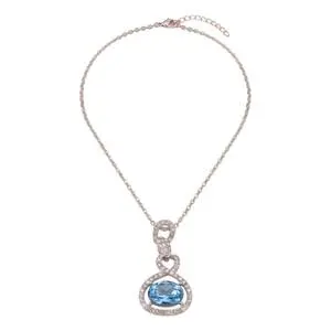 MODENAIRE Sapphire Crystal Snake Orb Pendant Necklace - Blue