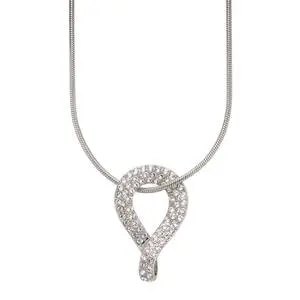 MODENAIRE Clear Crystal Infinity Teardrop Pendant Necklace - Silver