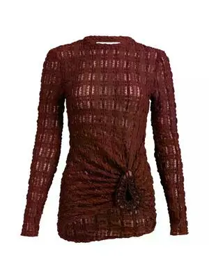 Silvia Tcherassi Roma Ruched Long-sleeve T-shirt - Brown