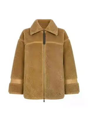 Pinko Shearling-effect Pea Coat With High Neck