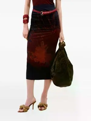 Silvia Tcherassi Ruched Printed Midi Skirt
