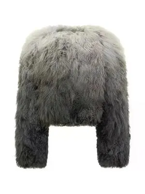 MARTHA LOUIS Ombre-effect Mongolian-fur Jacket - Grey