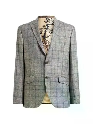 Etro Single-breasted Wool Jacket With Check Motif