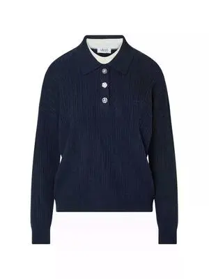 Liu Jo Knit Polo With Jewel Buttons - Blue