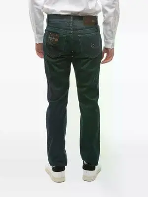 Corneliani Acid-wash Embroidered Jeans - Blue