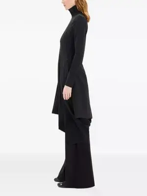 High Scattering Mock-neck Asymmetric Draped Mid-length Dress