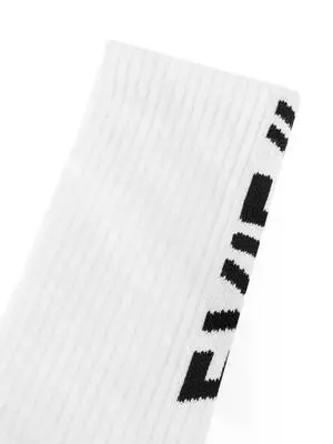 EVISU Logo Intarsia Ribbed Knit Socks