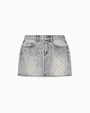 Armani Exchange Embellished Slim-fit Denim Skirt - Blue