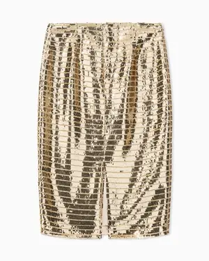 Armani Exchange Slim Fit Sequined Midi Skirt