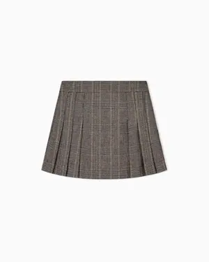Armani Exchange Plaid Virgin Wool Blend Mini Skirt - Brown