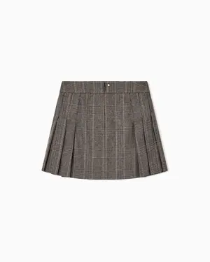 Armani Exchange Plaid Virgin Wool Blend Mini Skirt