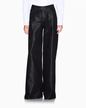 Armani Exchange Oversized Fit Denim Trousers With Metallic Yarn