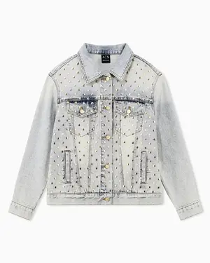 Armani Exchange Embellished Regular Fit Blouson Denim Jacket