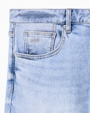 Armani Exchange Comfort Slim-fit Five-pocket Pants In Washed Comfort Cotton Denim
