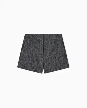 Armani Exchange Slim Fit Stretch Wool Blend Shorts - Grey