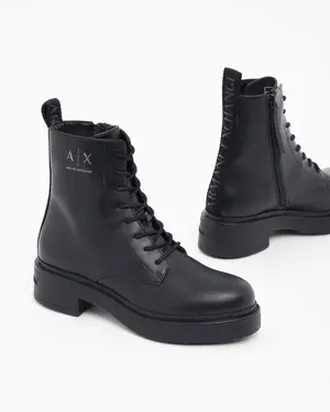 Armani Exchange Ankle Boots In Suede And Teddy With Rubber Sole