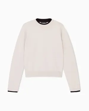 Armani Exchange Regular Fit Viscose And Cashmere Pullover - Beige