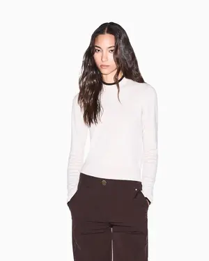 Armani Exchange Regular Fit Viscose And Cashmere Pullover - Beige