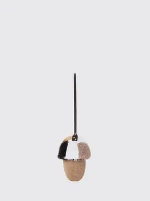 Fendi Mink Fur And Wool Keychain With Abstract Design - Camel