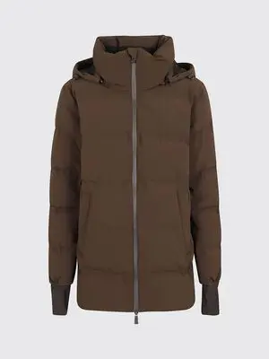 Herno A-shape Short Down Jacket In Quilted Nylon With Removable Hood - Brown