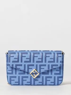 Fendi Ff Diamonds Mini Crossbody Bag In Leather - Blue