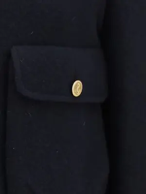 Thom Browne Single-breasted Short Coat In Pure Virgin Wool - Navy