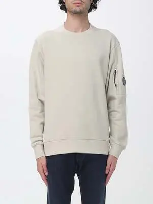 C.P. COMPANY Cotton Crew-neck Sweatshirt With Applied Logo - Silver