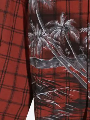 Amiri Long-sleeved Check And Floral Print Cotton Shirt