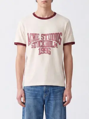 Acne Studios Short-sleeved Contrast Logo Print Cotton T-shirt - White