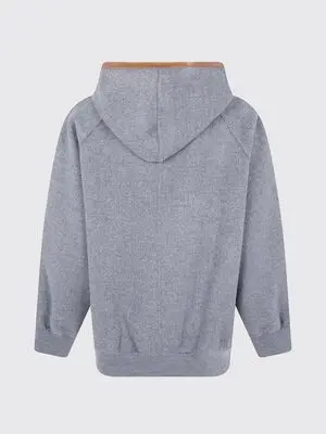 SEMICOUTURE Relaxed Fit Wool Knit Hoodie With Zip And Dropped Shoulders - Grey