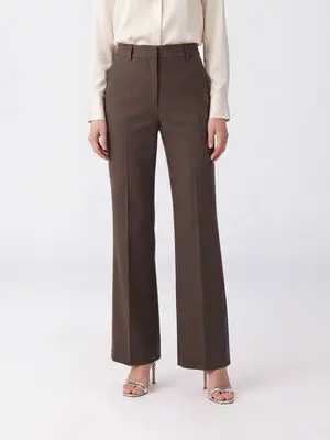 JOSEPH High-waisted Flared Tailored Trousers In Viscose And Cotton Blend - Brown