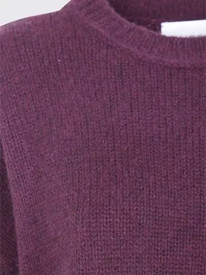 KUJTEN 100% Cashmere Crewneck Sweater With Dropped Shoulders - Red