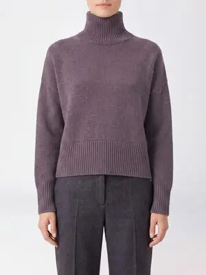 KUJTEN 100% Cashmere Turtleneck Sweater With Long Sleeves And Ribbed Trims Brown