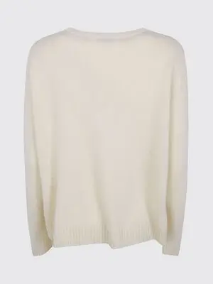 KUJTEN 100% Cashmere Crewneck Sweater With Long Sleeves And Ribbed Trims - Blue
