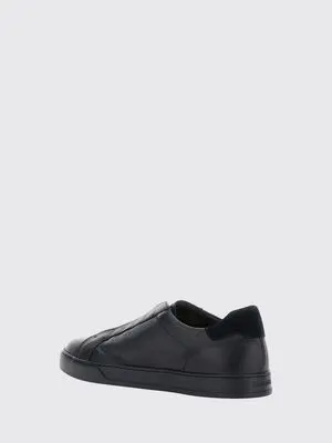 DOUCAL'S Slip-on Sneakers In Tumbled Calfskin With Elastic Laces - Black