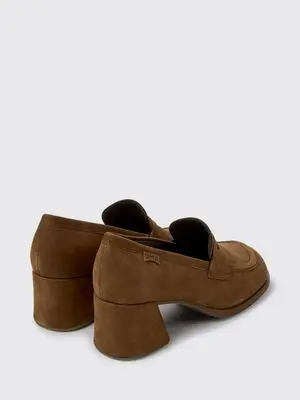 Camper Nubuck Loafers With Strap And Mid Heel