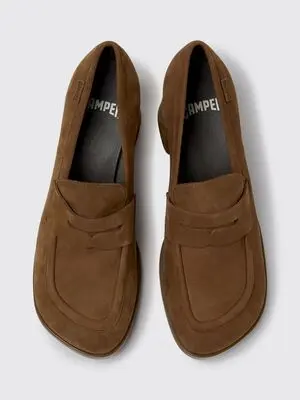 Camper Nubuck Loafers With Strap And Mid Heel