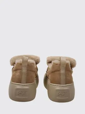 ROGER VIVIER Suede Jewel Buckle Shearling Lined Sneakers - Beige