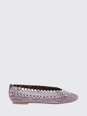 Kurt Geiger Crystal-embroidered Leather Ballerinas - Violet