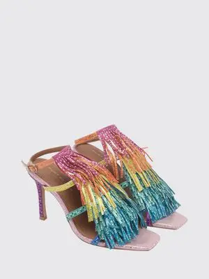 Kurt Geiger Square-toe Stiletto Sandals With Fringe And Rhinestone Embellishments - Multicolor