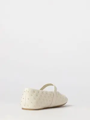 FERRAGAMO Gancini Buckle Studded Nappa Leather Mary Jane Flats - Ecru
