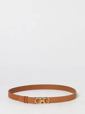 FERRAGAMO Reversible Gancini Buckle Nubuck Leather Belt - Beige