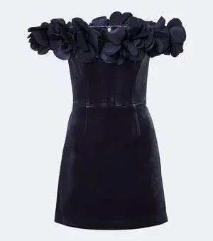 Rebecca Vallance Charles Ruffled Velvet Minidress